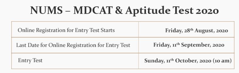 NUMS Entry Test - QIMS - QUETTA INSTITUTE OF MEDICAL SCIENCES